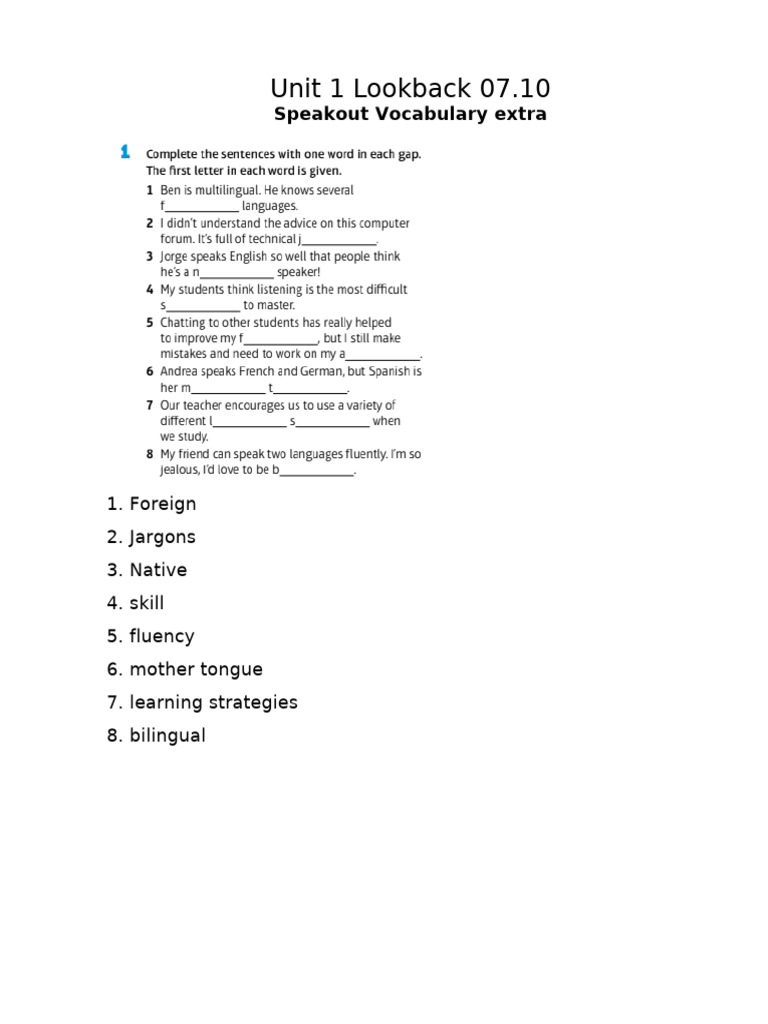 Unit 1 Lookback 07 | PDF