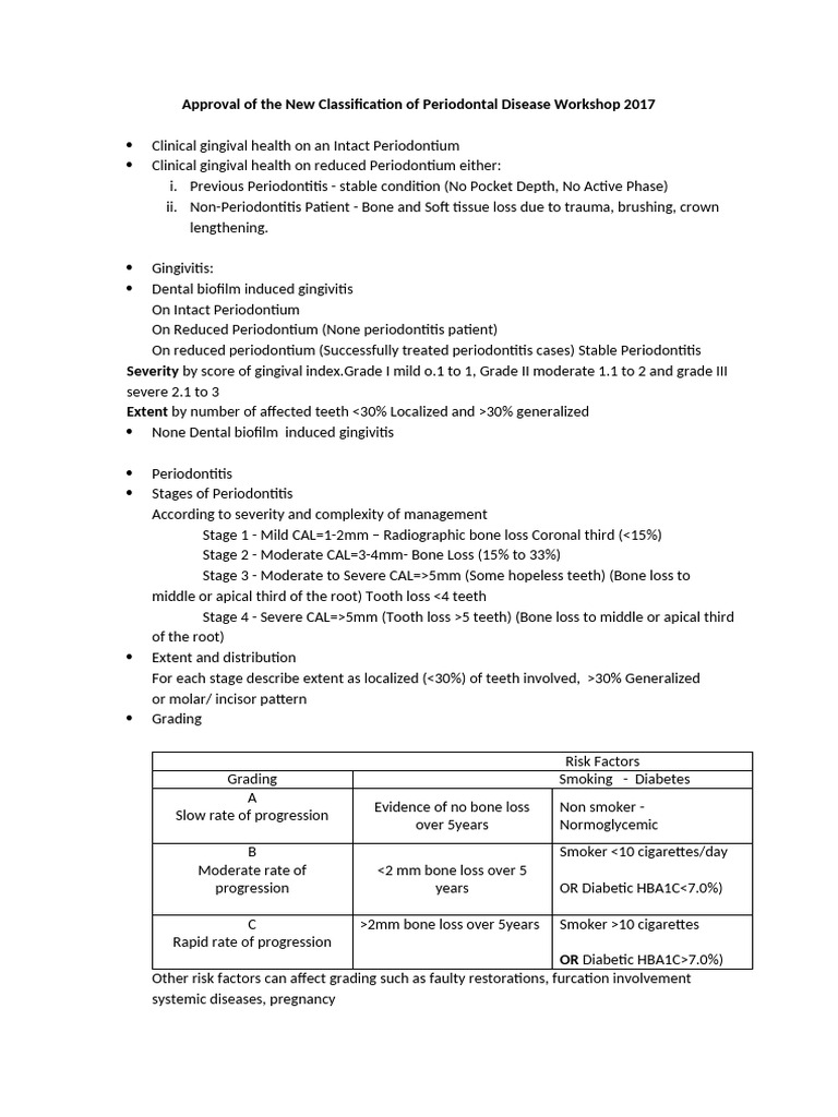 2017 Periodontal Disease Classification | PDF | Periodontology ...