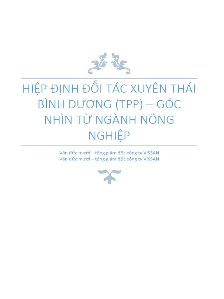 HIEP DINH DOI TAC XUYEN THAI BINH DUONG TPP -GOC NHIN TU NGANH NONG NGHIEP | PDF