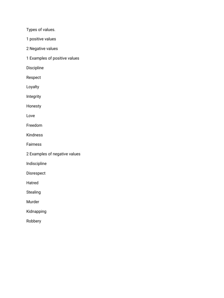 Types of Values | PDF