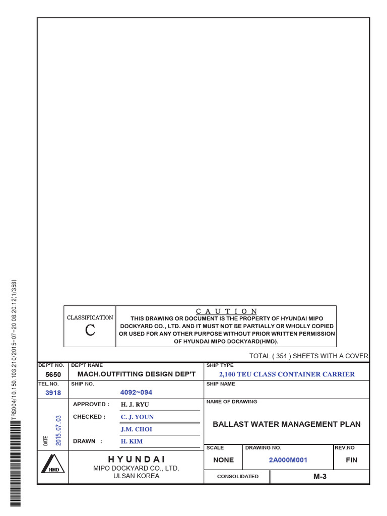 M 3 Ballast Water Management Plan PDF | PDF