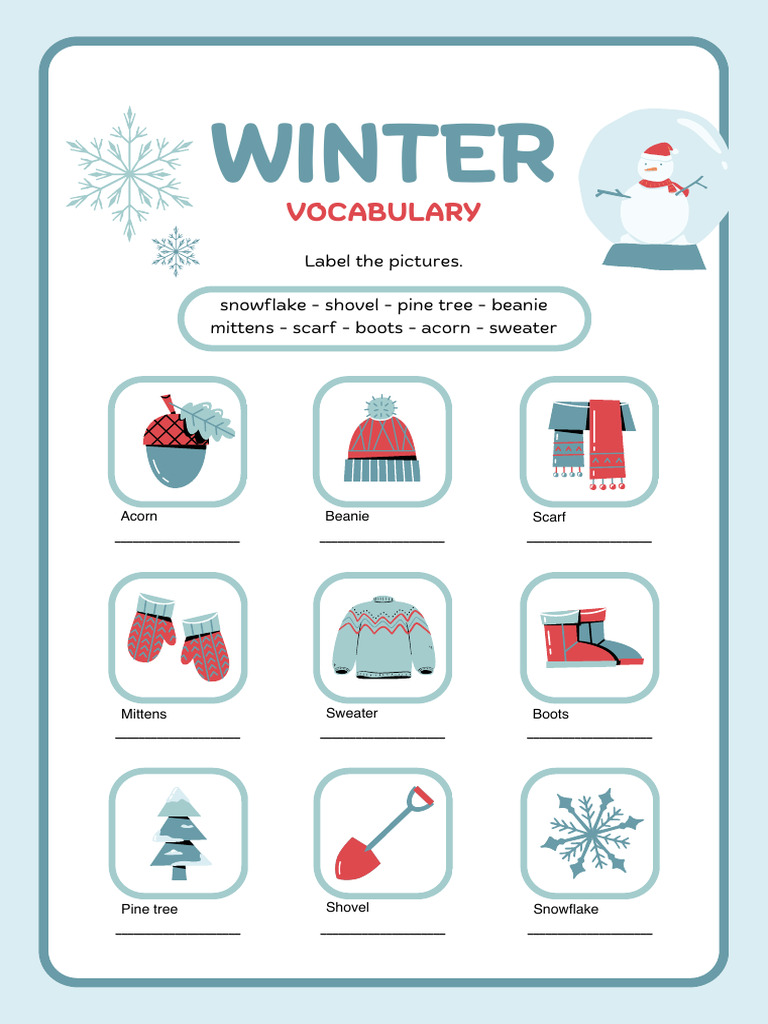 Winter Reading Comprehension Worksheet in Grey Blue Cozy Style | PDF ...
