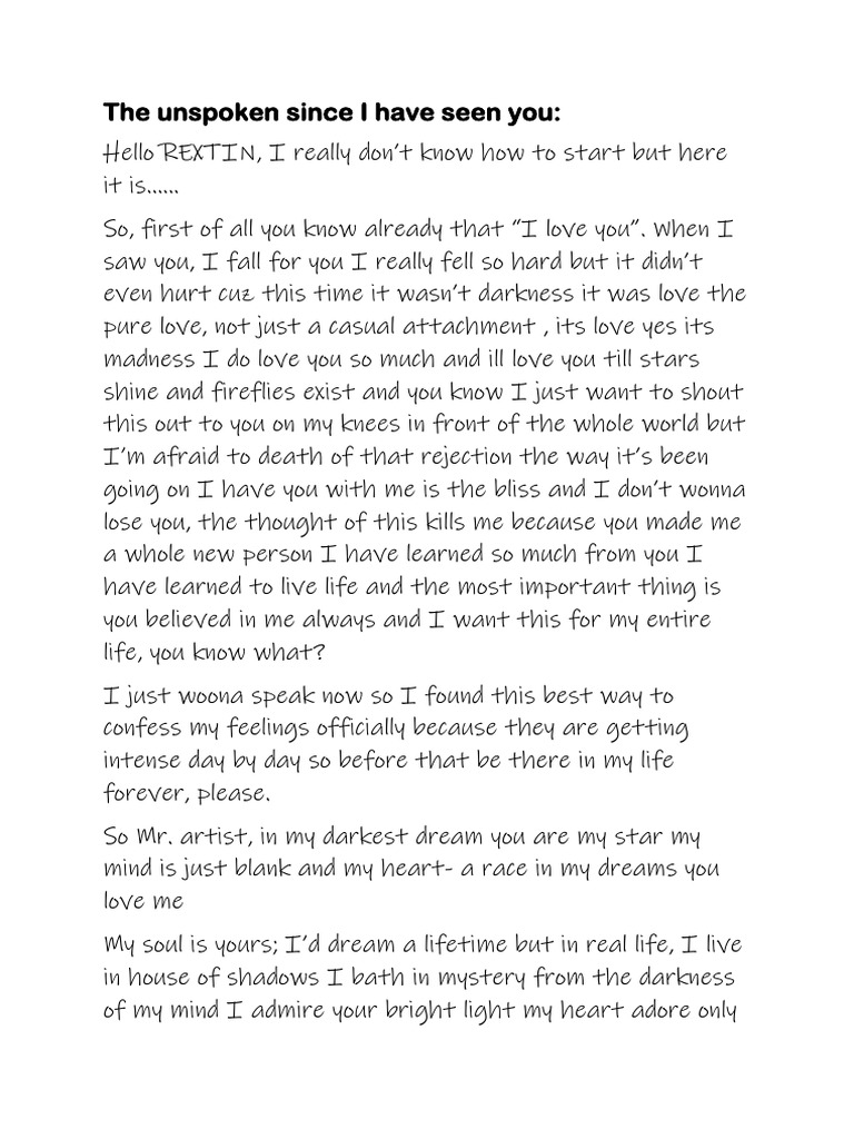 Confession of Unspoken Love | PDF