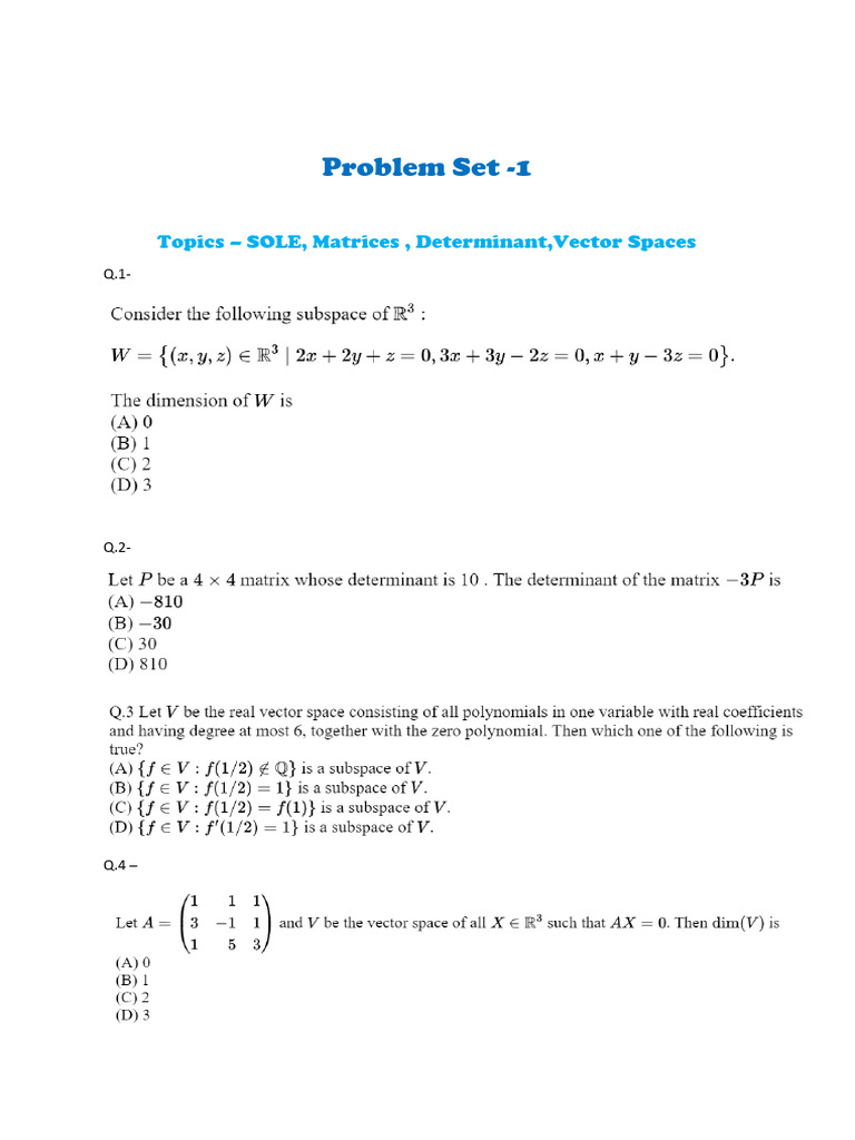 LA Problem Set 1 | PDF