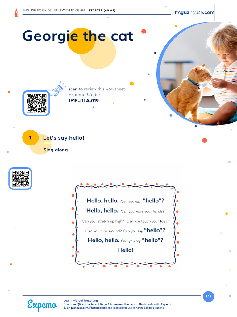 Georgie the Cat British English Teacher A0 A1 | PDF | English Language ...