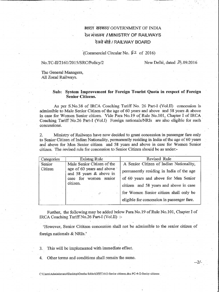 CC52 Foreign Senior Citizens | PDF