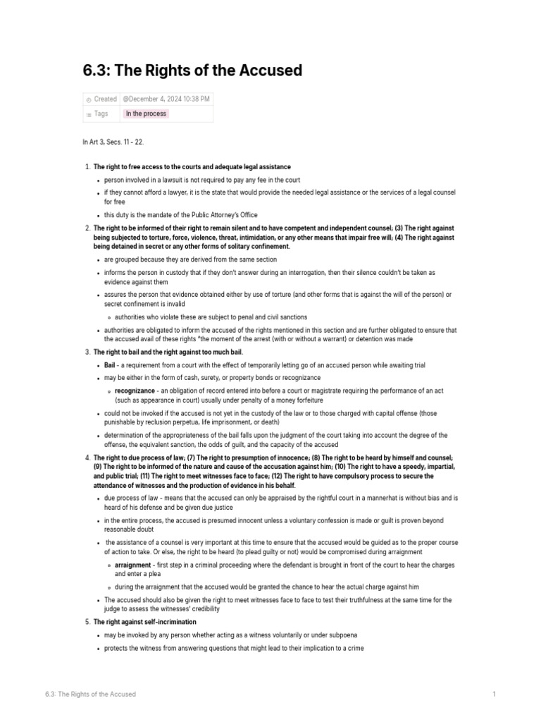 24d2a4a9-d5ba-45ea-A1a0-Ae4ef9f5d520%2F6.3 the Rights of the Accused | PDF | Arraignment | Plea