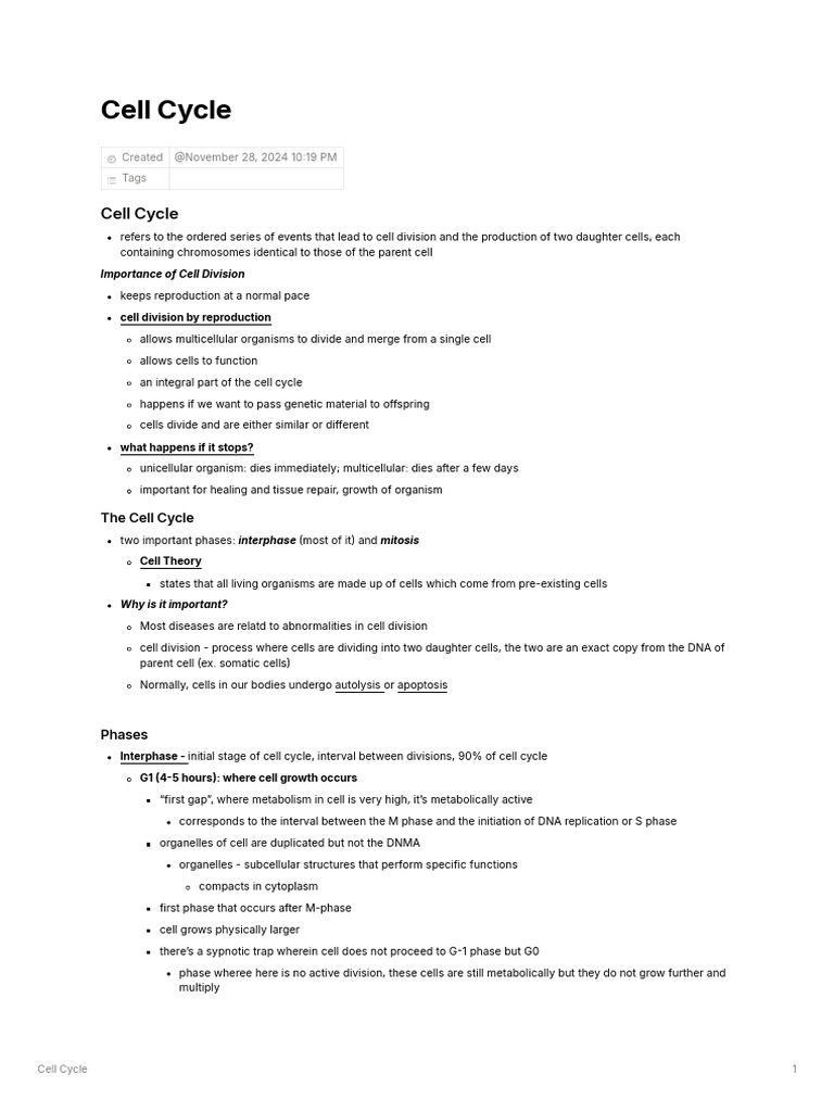 Cell Cycle Pdf Mitosis Cell Biology