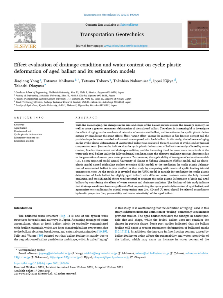 Effect evaluation of drainage condition and water content on cyclic ...