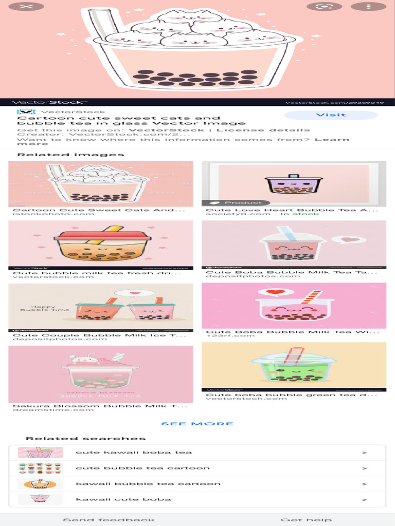 Cute Boba Cartoon Vector Image | PDF