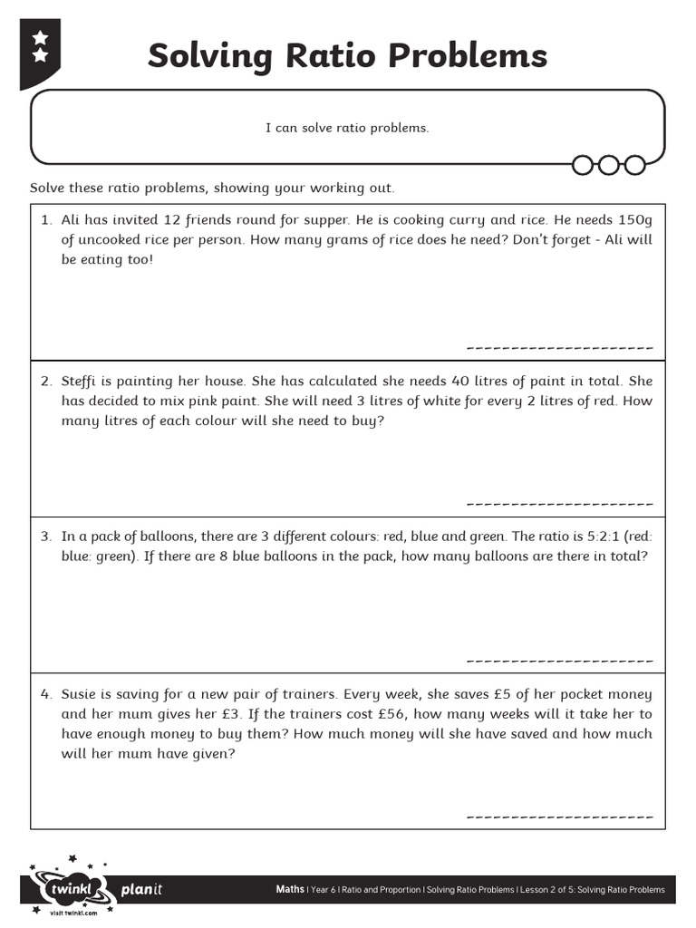Differentiated Solving Ratio Problems Activity Sheet PDF | PDF | Foods