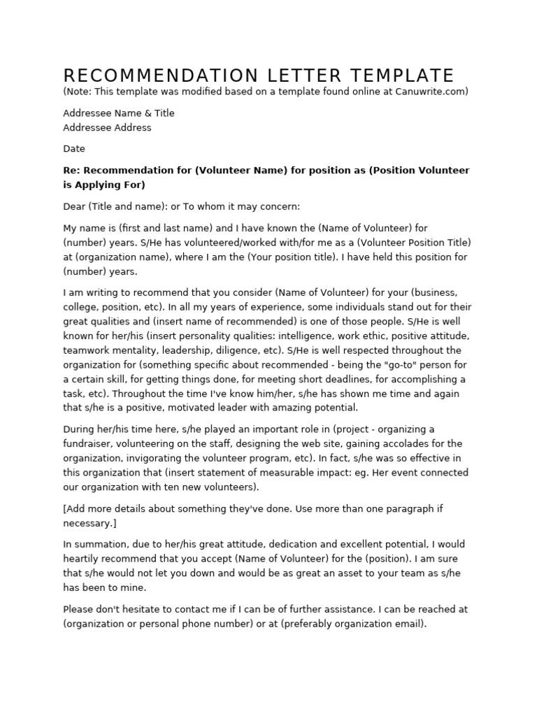 Volunteer-Recommendation-Letter | PDF