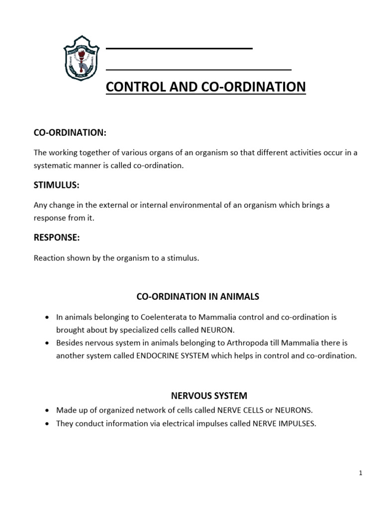 Control and Coordination in Organisms | PDF | Neuron | Auxin
