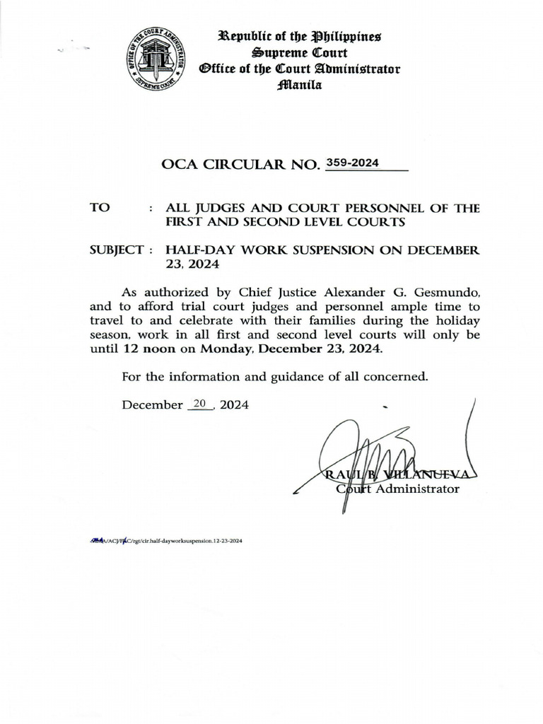 OCA Circular No. 359-2024 | PDF