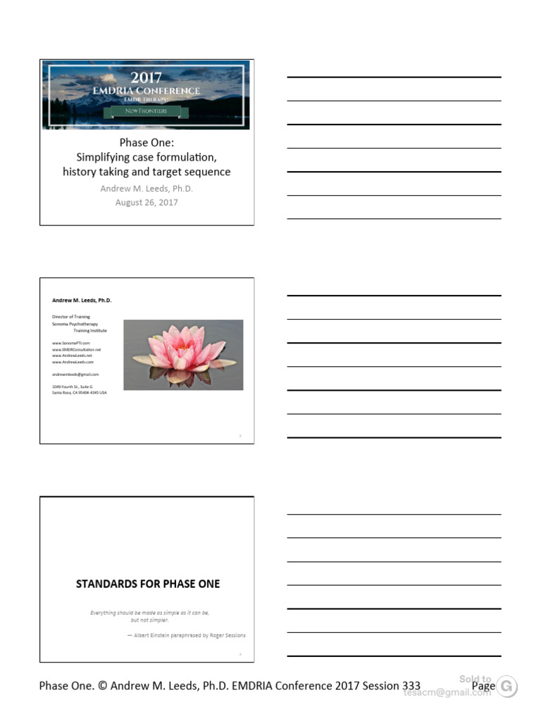EMDR Phase One: Case Formulation Essentials | PDF | Dissociation ...