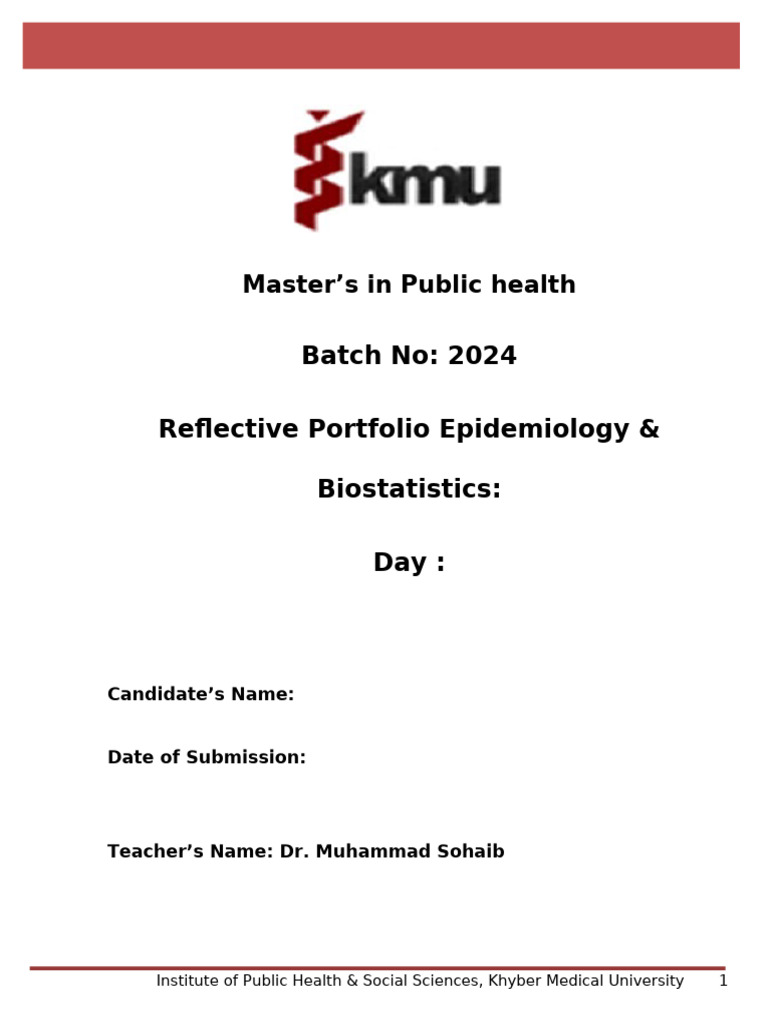 Reflection portfolio Assignments Epi Biostatistics | PDF | Epidemiology | Social Sciences