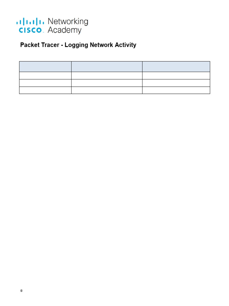 15.2.7 Packet Tracer Logging Network Activity | PDF | File Transfer Protocol | Data Transmission