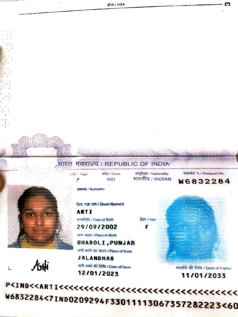 Indian Passport Details for Arti | PDF