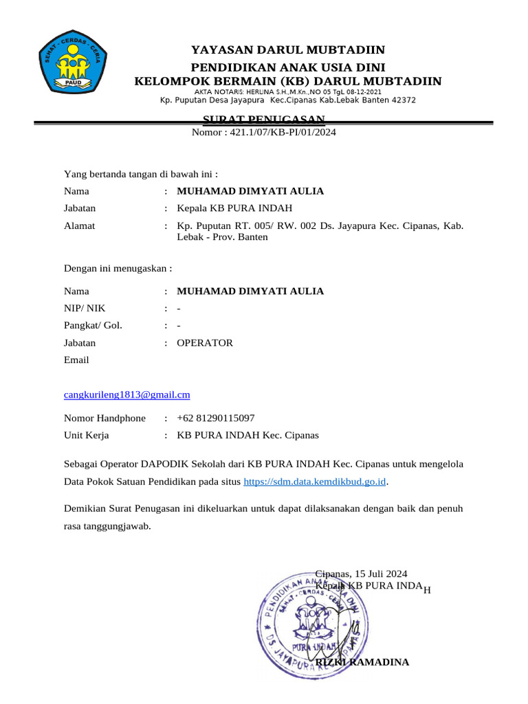 SK OPS 2024 - KB DARUL MUBTADIIN | PDF
