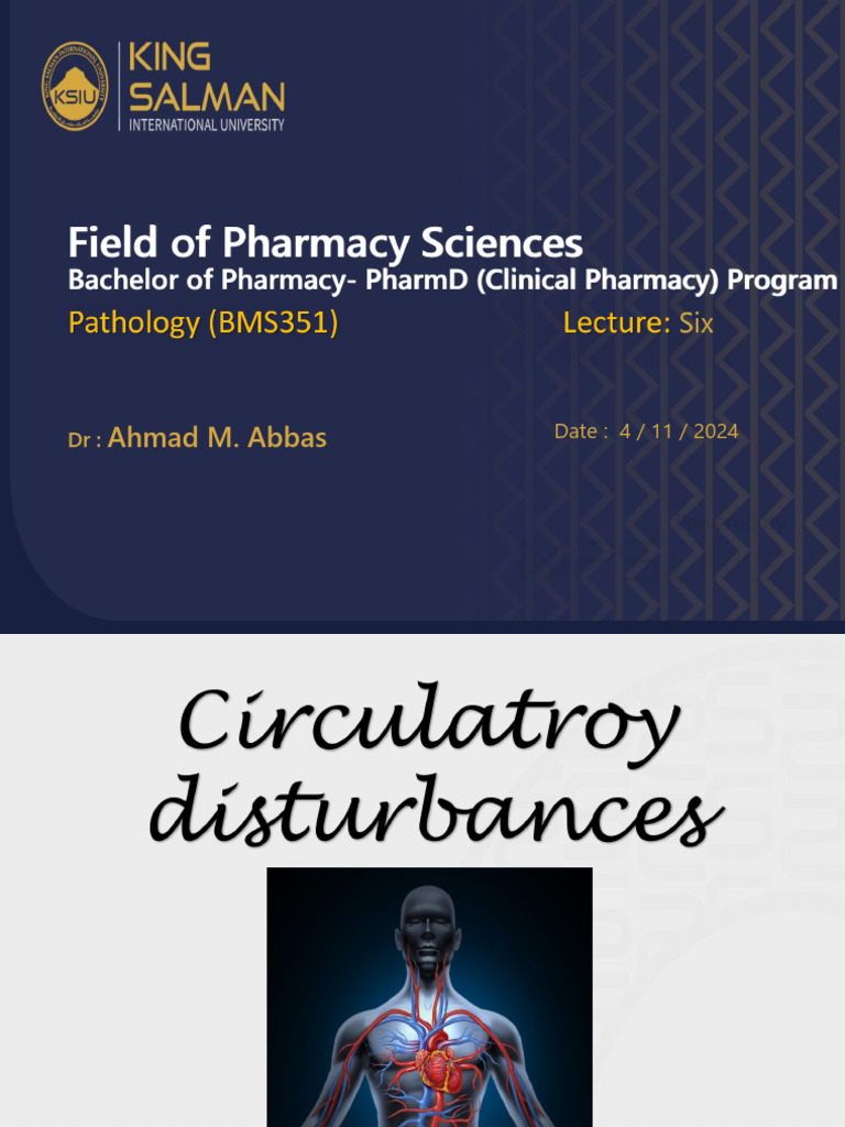 Lecture 6-Circulatory Disturbances | PDF | Thrombus | Thrombosis