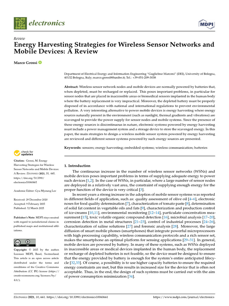 Electronics: Energy Harvesting Strategies For Wireless Sensor Networks and Mobile Devices: A ...
