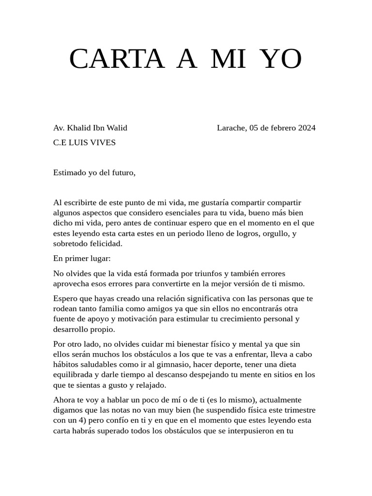Carta A Mi Yo | PDF