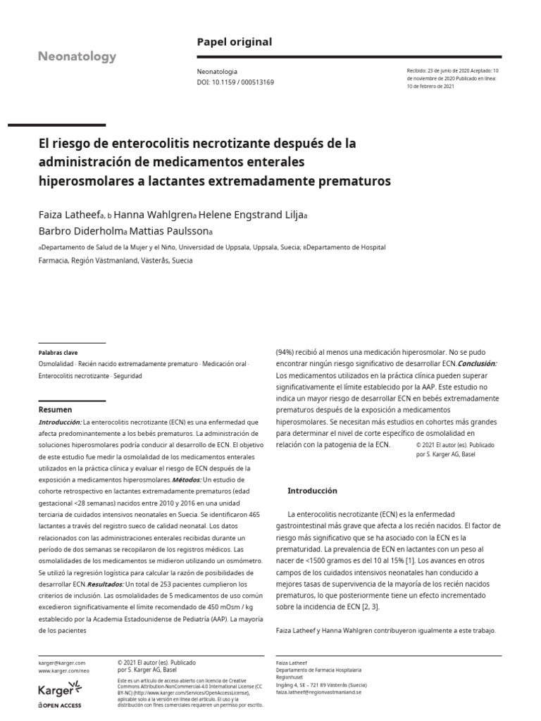 Articulo Enterocolitis Necrotizante | PDF | Medicamentos con receta ...