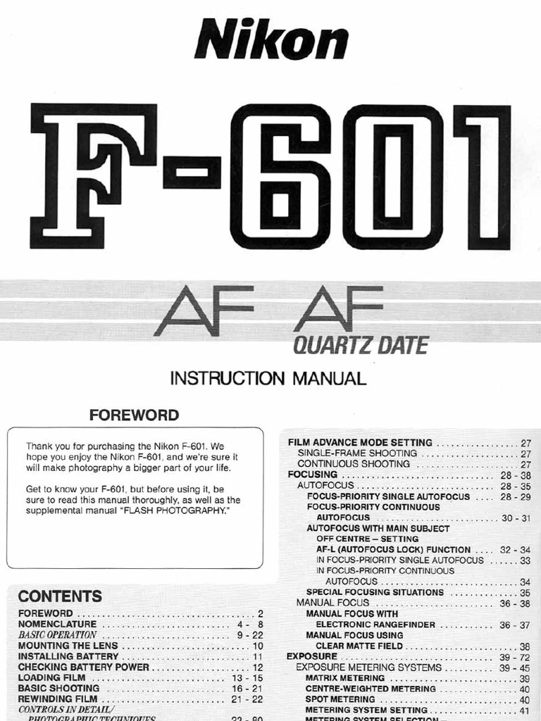 Nikon f601 | PDF
