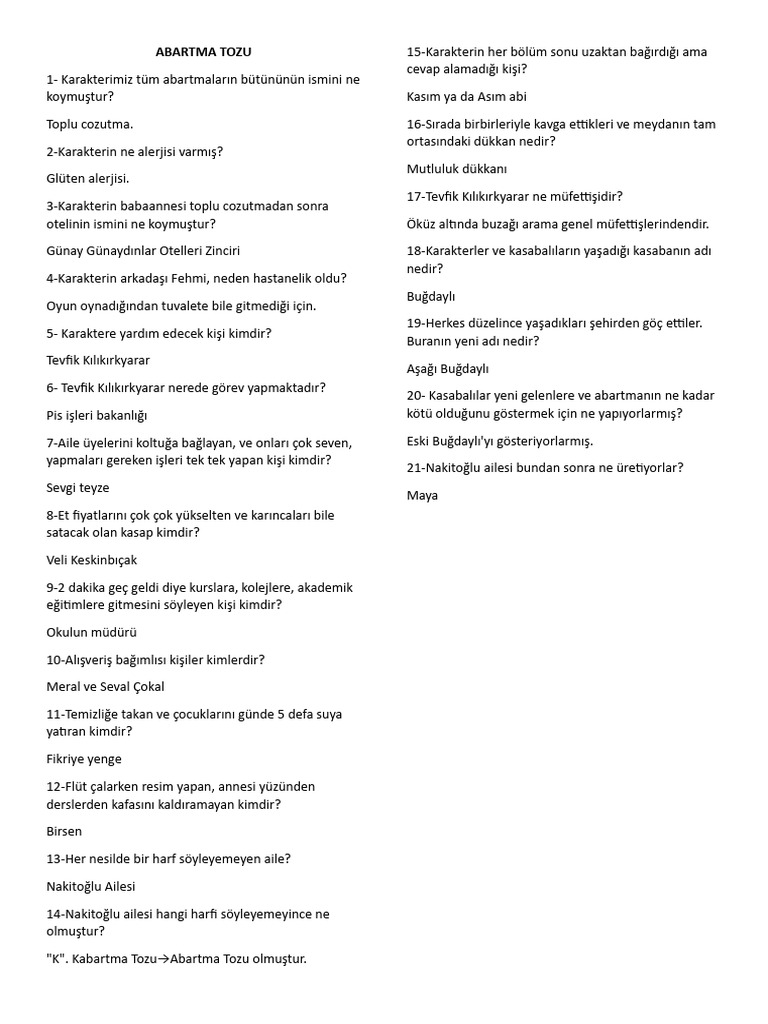 Abartma Tozu Kitap Sınavı | PDF