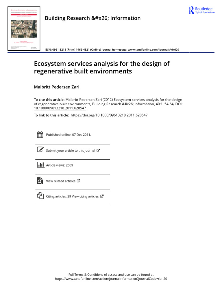 Ecosystem Services in Regenerative Design | PDF | Ecology | Ecosystem