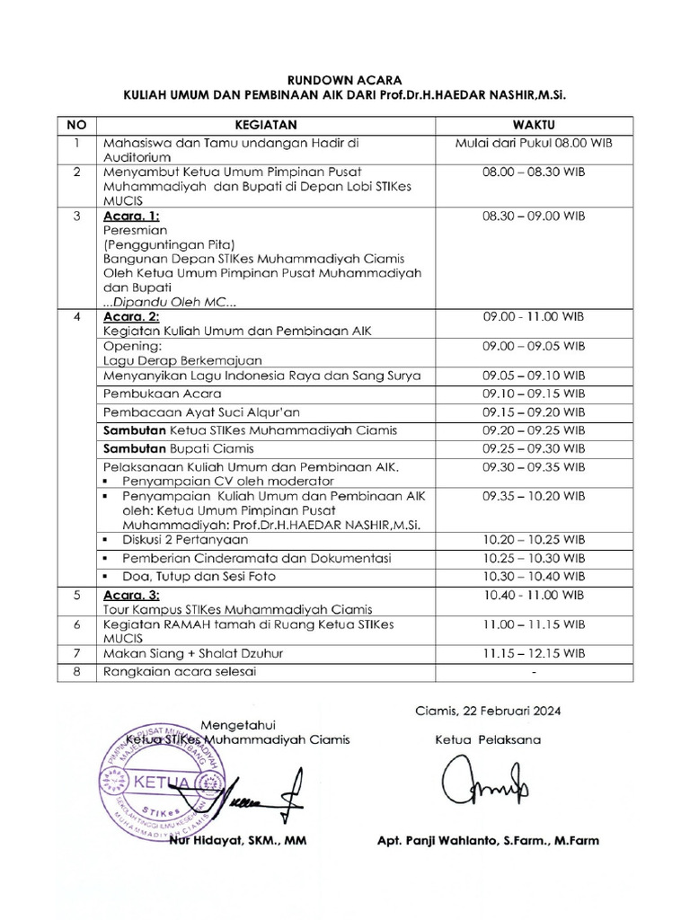 Revisi Rundown Acara | PDF