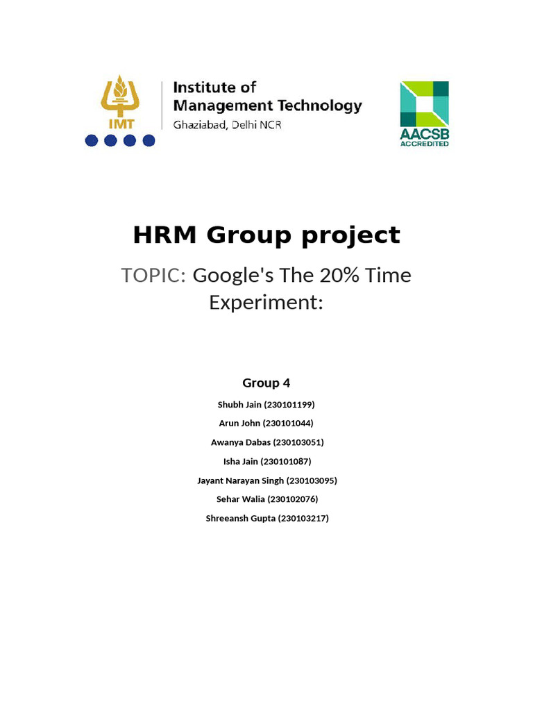 HRM Group Project: Topic | PDF | Innovation | Collaboration