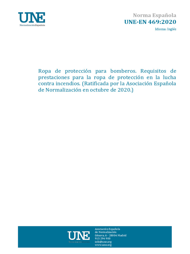 Norma UNE-EN 469:2020 para Bomberos | PDF