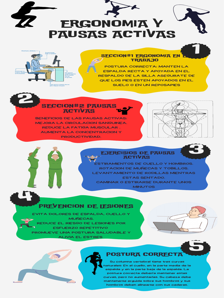 Infografia Ejercisios Ergonómicos y Pausas Activas | PDF | Factores humanos y ergonomía