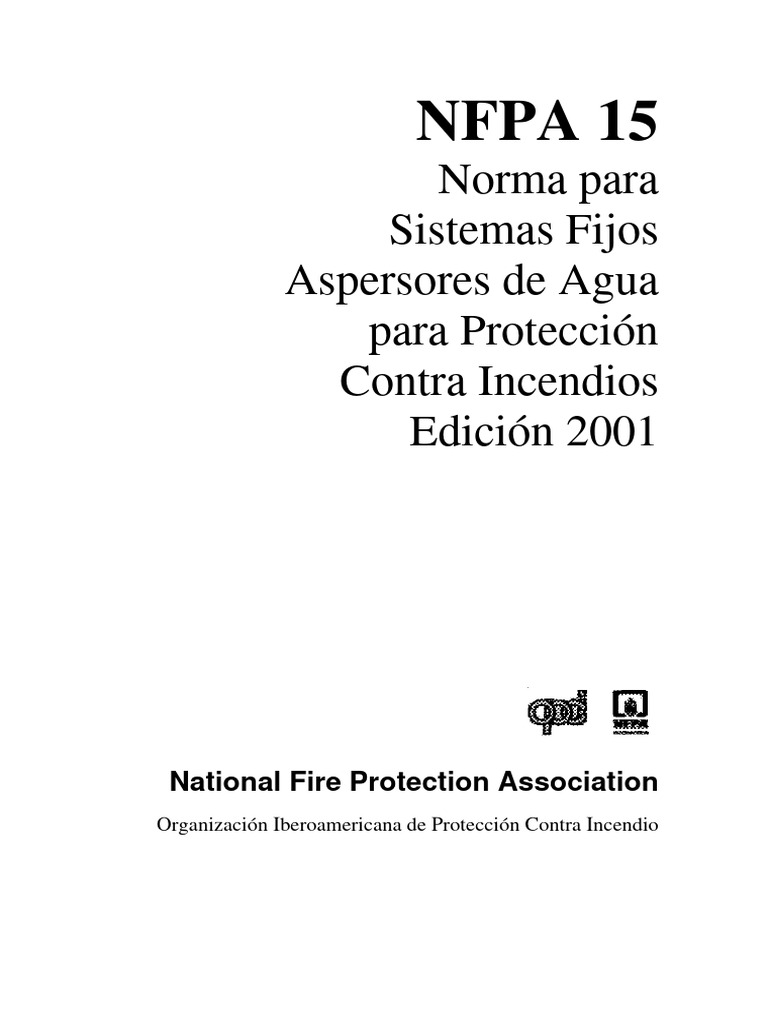NFPA 15: Sistemas de Aspersores 2001 | PDF