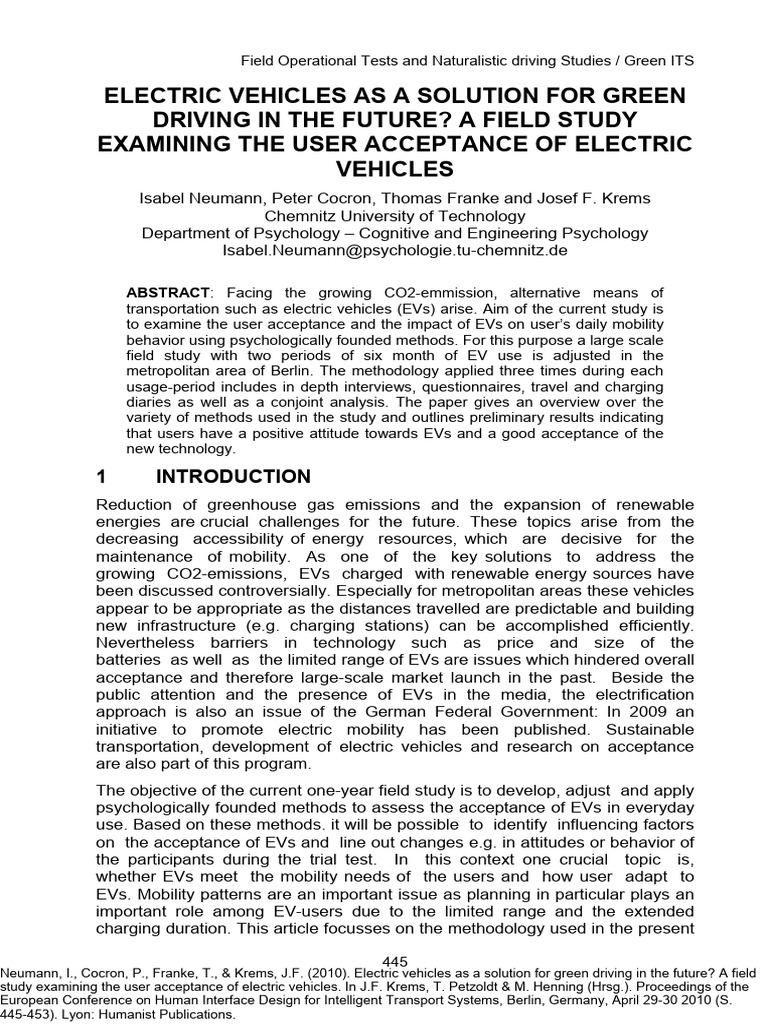 ELECTRIC VEHICLES AS A SOLUTION FOR GREEN | PDF | Electric Vehicle ...