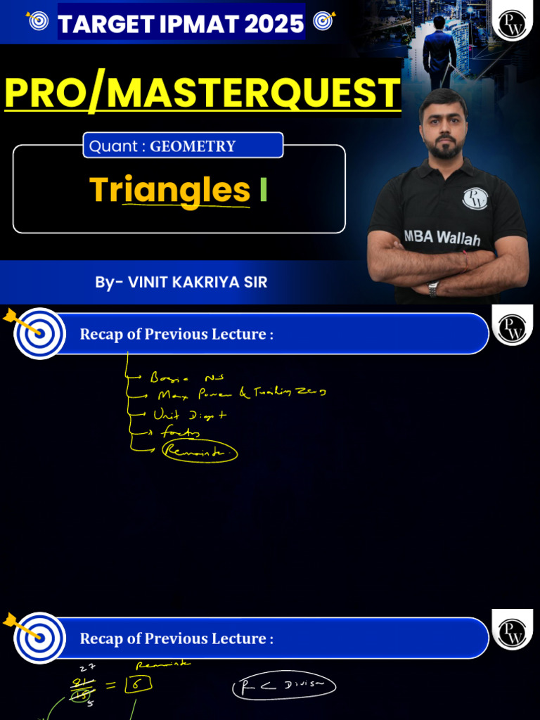 Geometry: Triangles I Class Notes - PDF Only - IPMAT Master Quest 2.0 ...