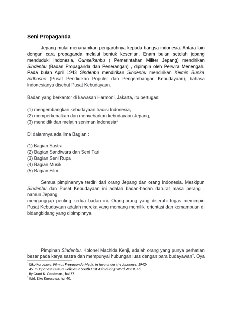 Propaganda Jepang dalam Seni di Indonesia | PDF