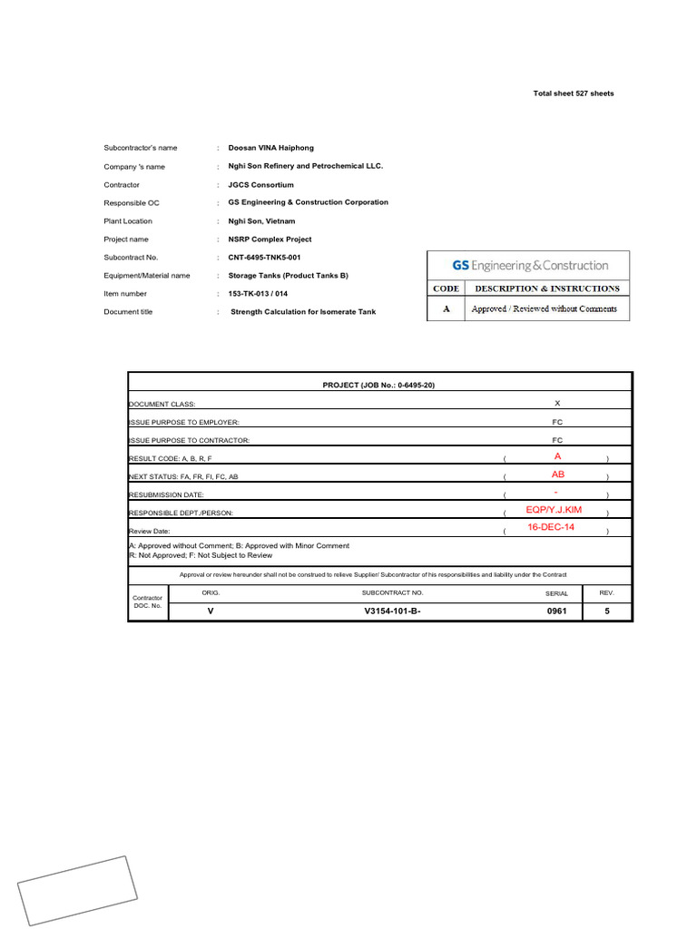 Isomerate Tank Strength Calculation | PDF | Strength Of Materials ...