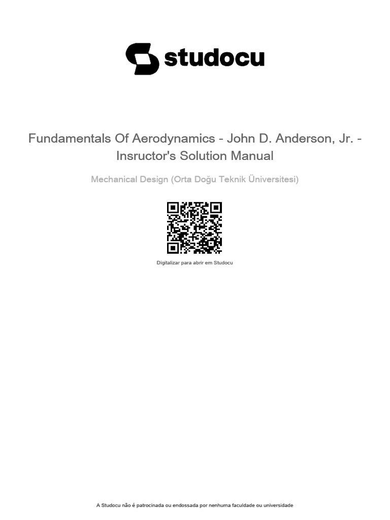 Fundamentals of Aerodynamics John D Anderson JR Insructors Solution ...