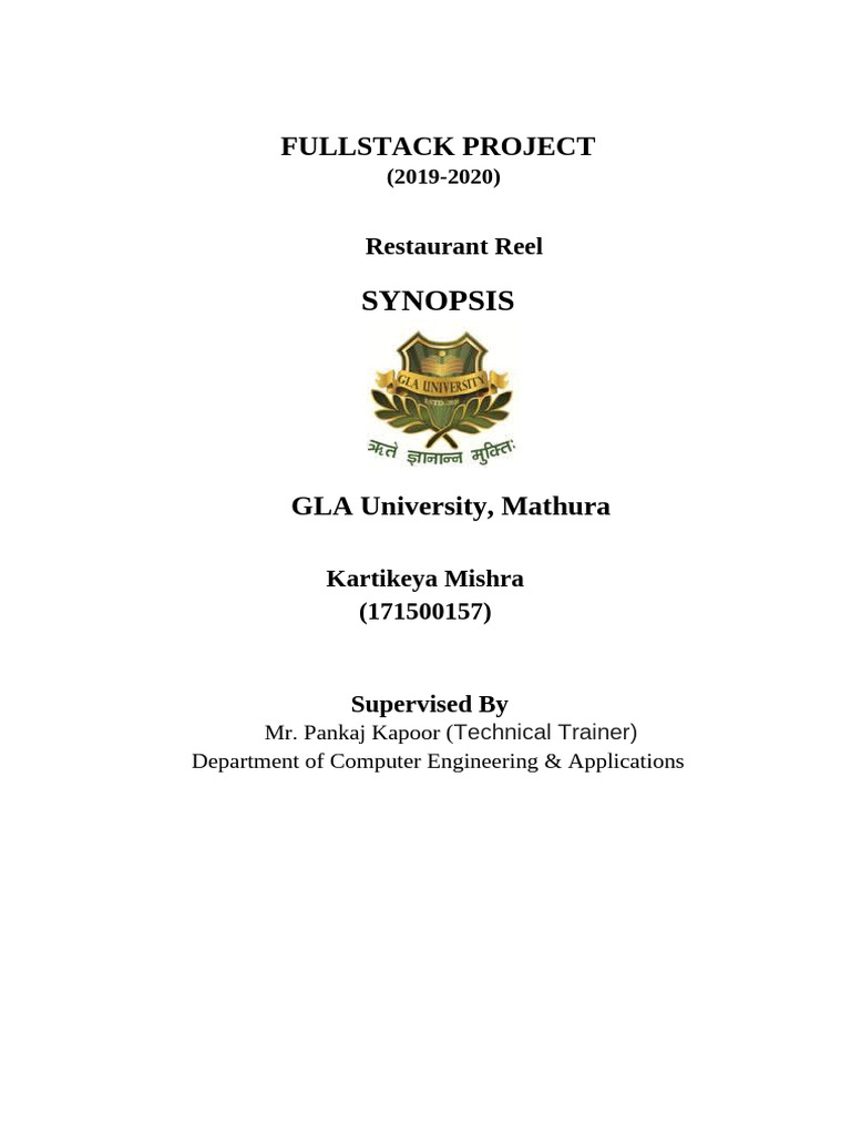 Kartikeya Fullstack Project Synopsis Pdf 
