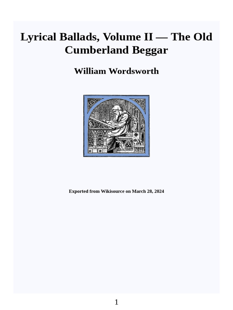 The Old Cumberland Beggar Poem | PDF