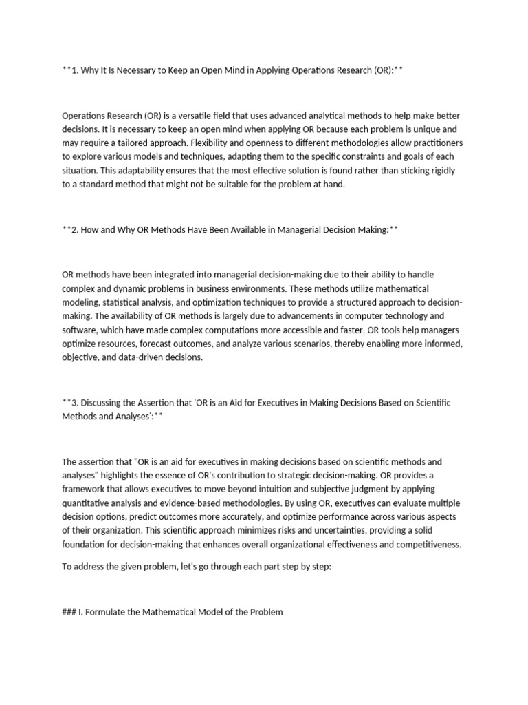 1. Why It Is Ne | PDF | Mathematical Optimization | Decision Making