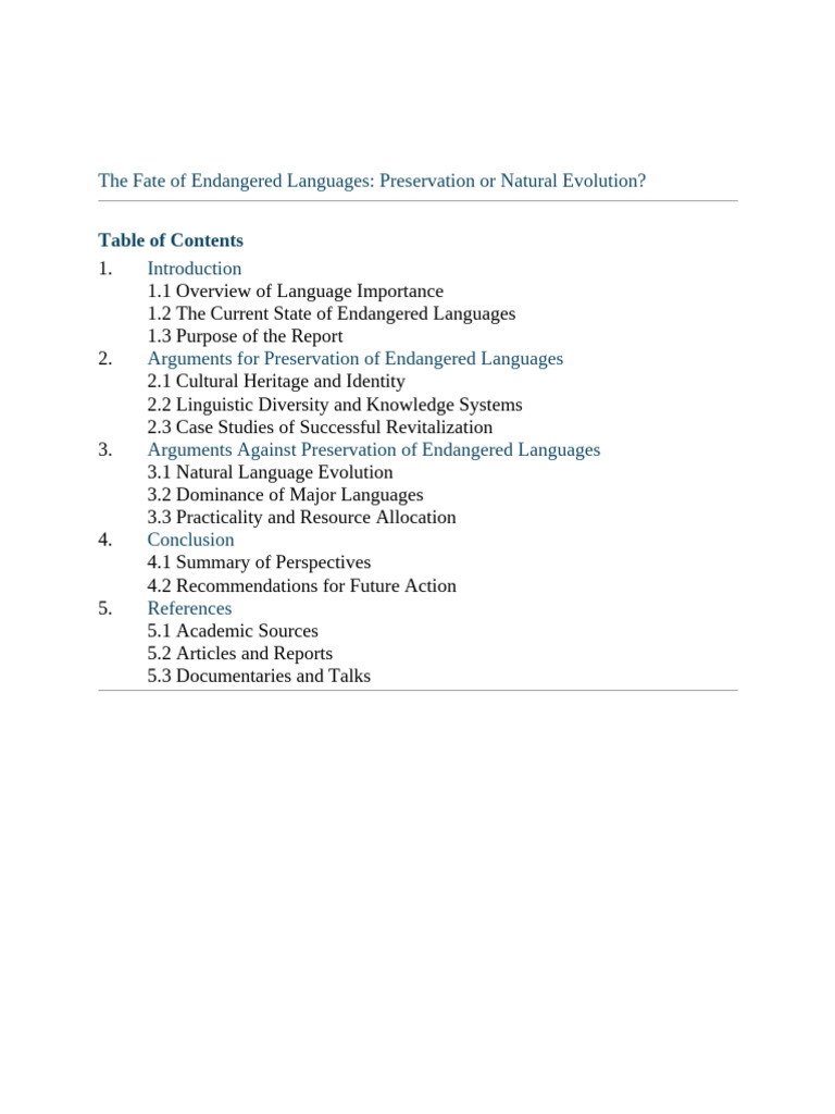 The Fate of Endangered Languages Preservation or Natural Evolution | PDF | Biodiversity | Extinction