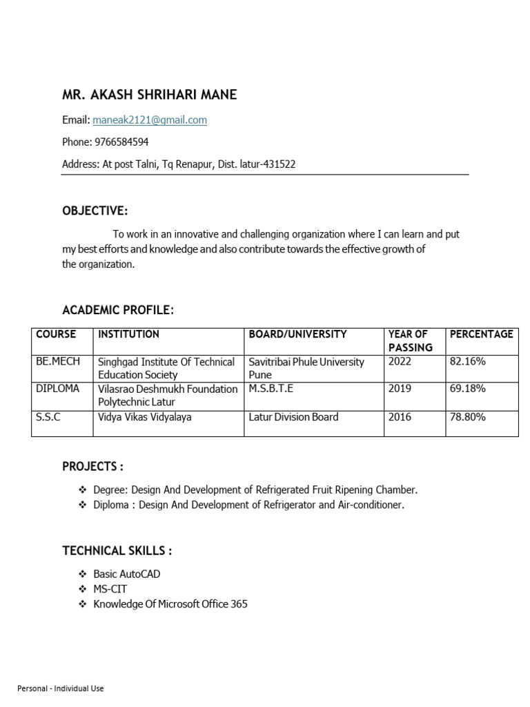Akash Mane Resume Updated | PDF