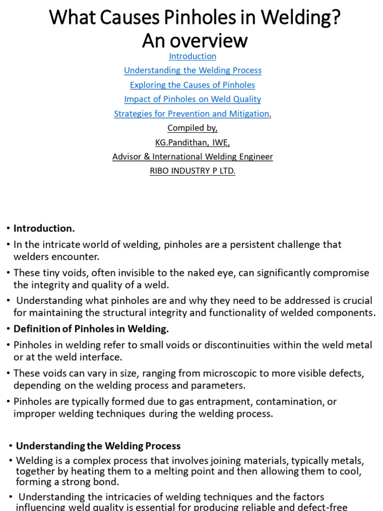 Pinhole in Welding 1717218971 | PDF | Welding | Construction