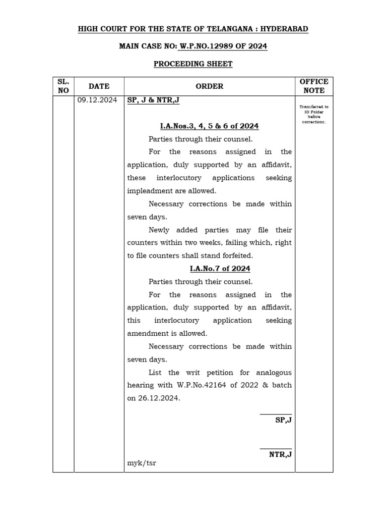 High Court For The State of Telangana: Hyderabad MAIN CASE NO: W.P.NO ...