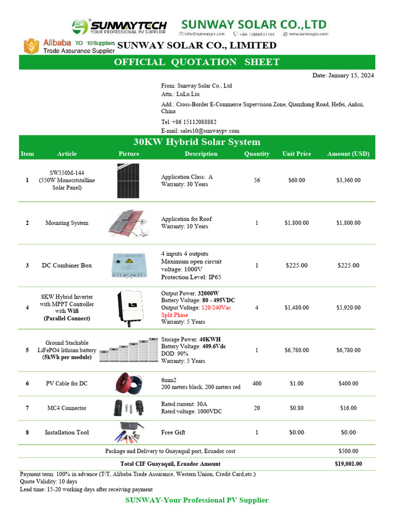 Sunway 30KW - 20hybrid - 20solar - 20 | PDF | Solar Power | Electrical ...