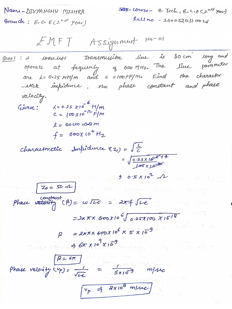 Assignment 1 EMFT | PDF