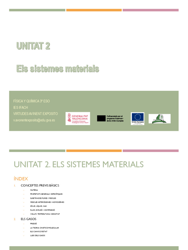 Unidad 2. Els Sistemes Materials | PDF